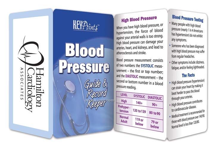 Blood Pressure Guide Record Keeper Key Point Brochure Folds To Card 